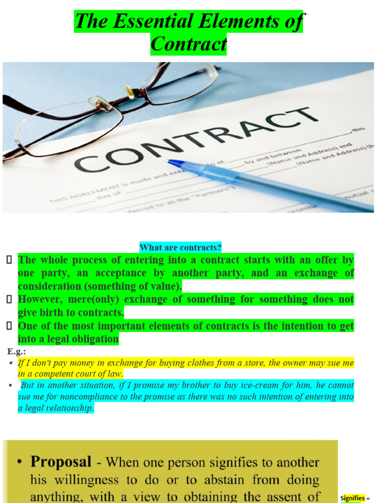 Key Elements of a Contract Explained | PDF | Consideration | Justice