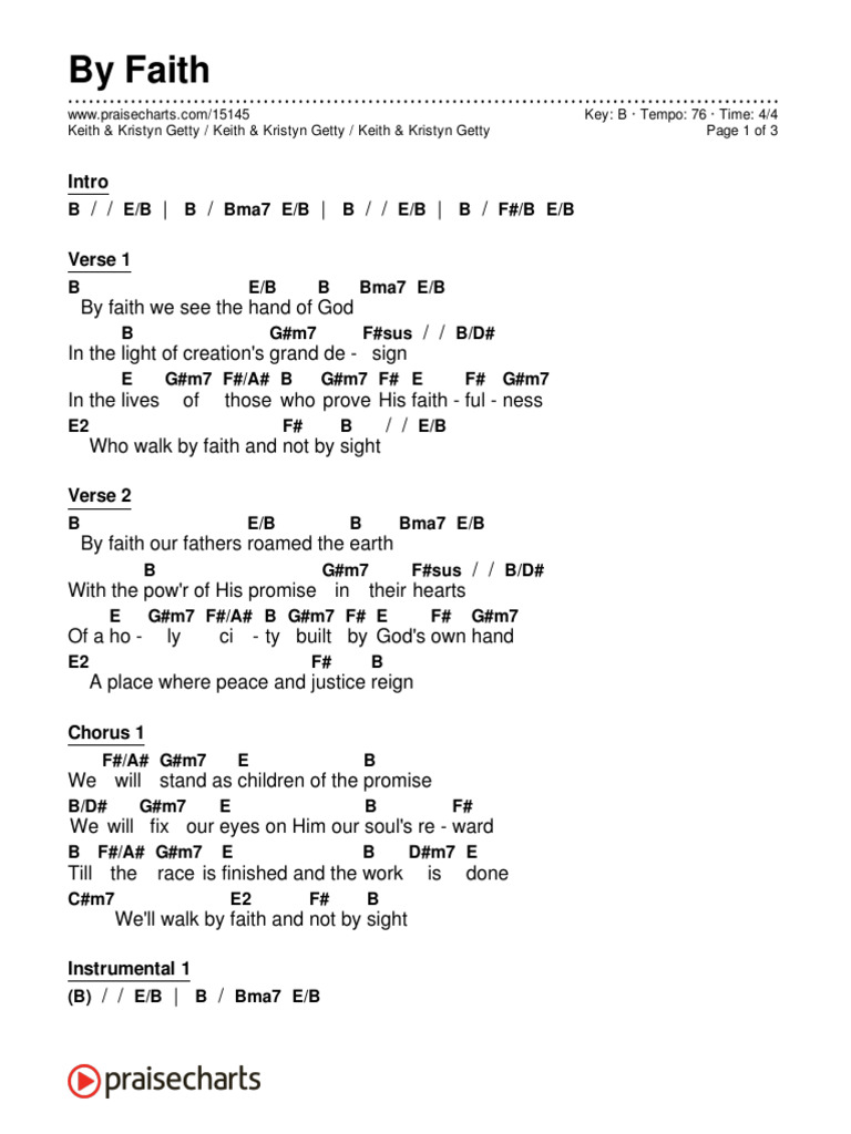 By Faith (Keith & Kris... ) Chord Chart - B - 1 Column Layout | PDF ...