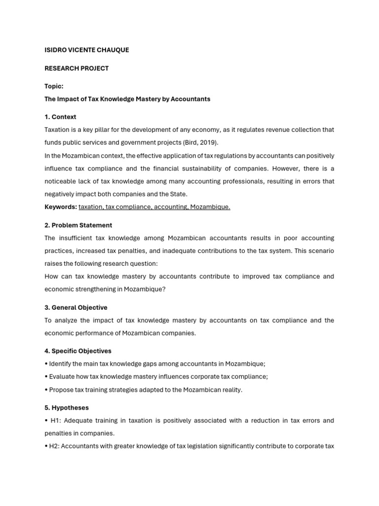 Research Project Chauque | PDF | Taxes | Accounting