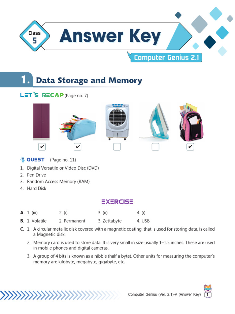 Answer Key Grade 5 | PDF | Computer Data Storage | Disk Storage