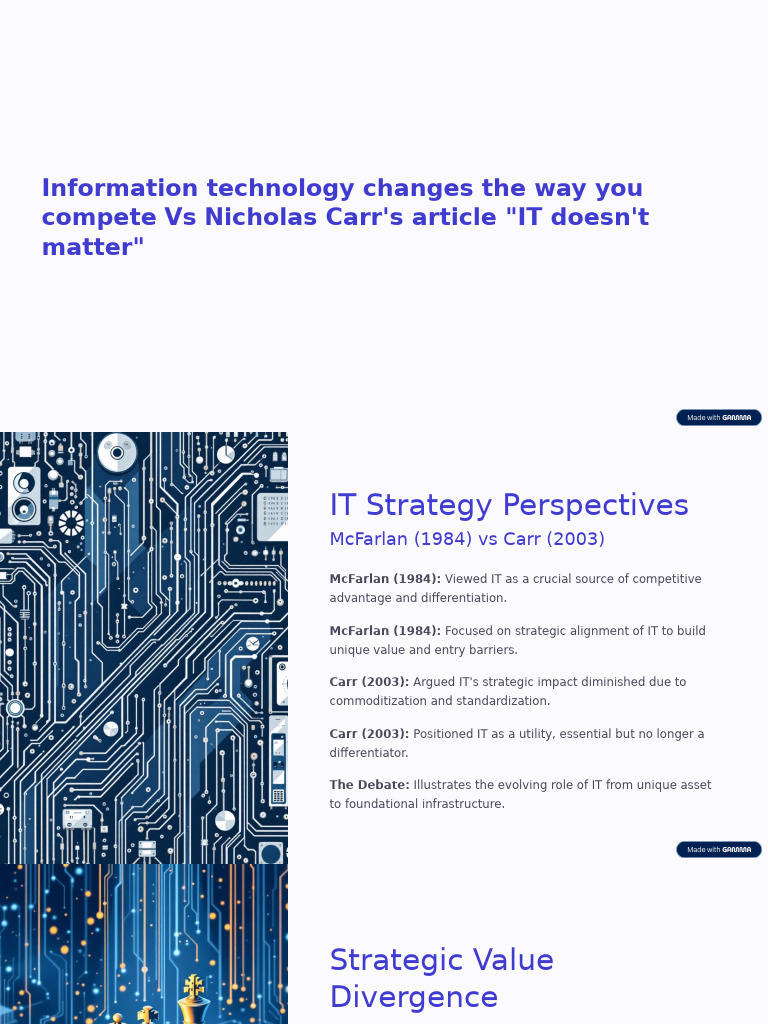 Information Technology Changes the Way You Compete vs Nicholas Carrs ...