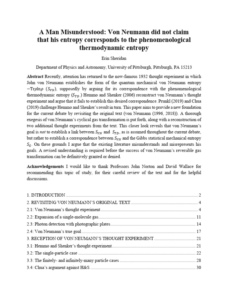A Man Misunderstood: Von Neumann Did Not Claim That His Entropy ...