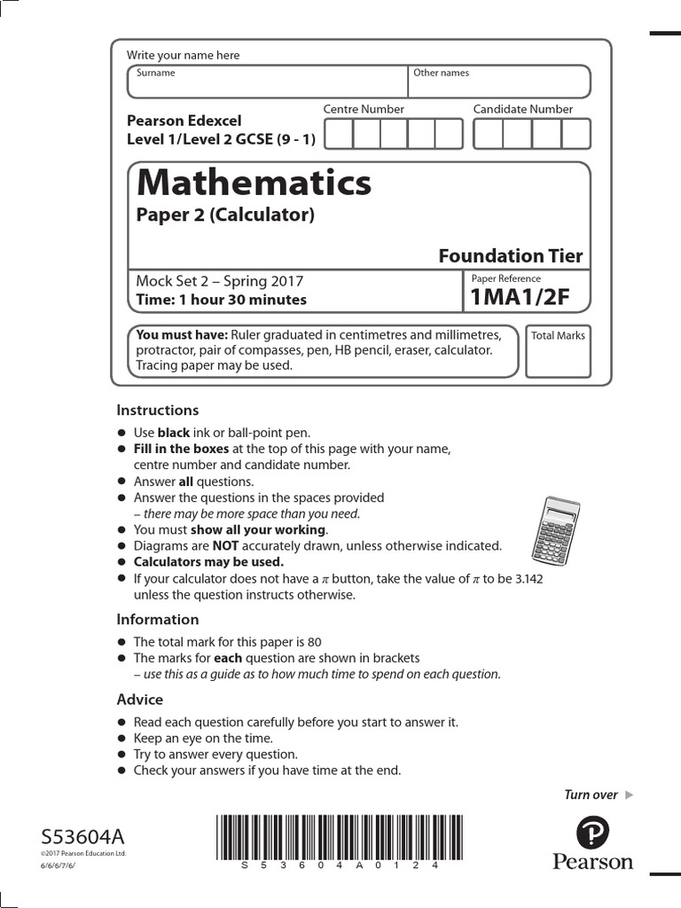 GCSE Maths Mock Paper 2 Foundation | PDF | Coffeehouse