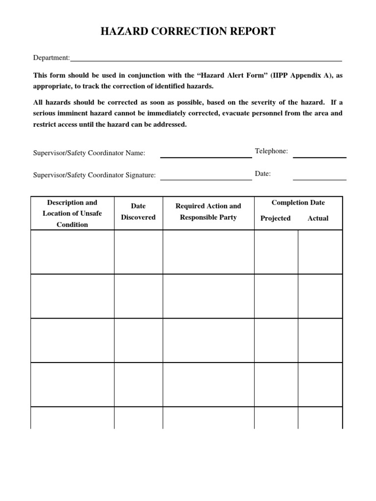 Hazard Correction Form | PDF