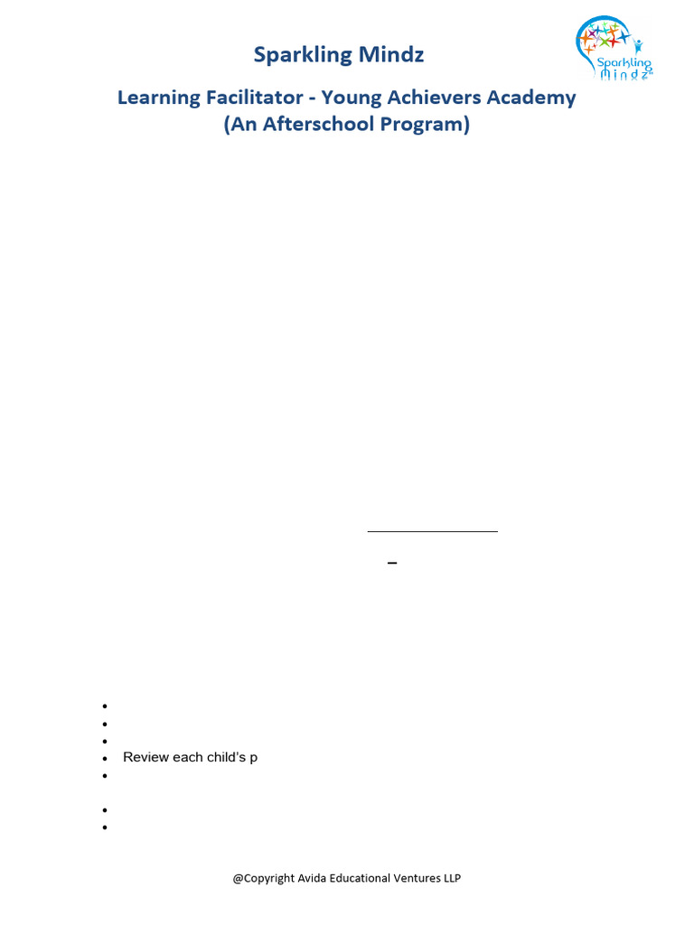 Sparkling Mindz Yaa Learning Facilitator | PDF | Learning | Education ...