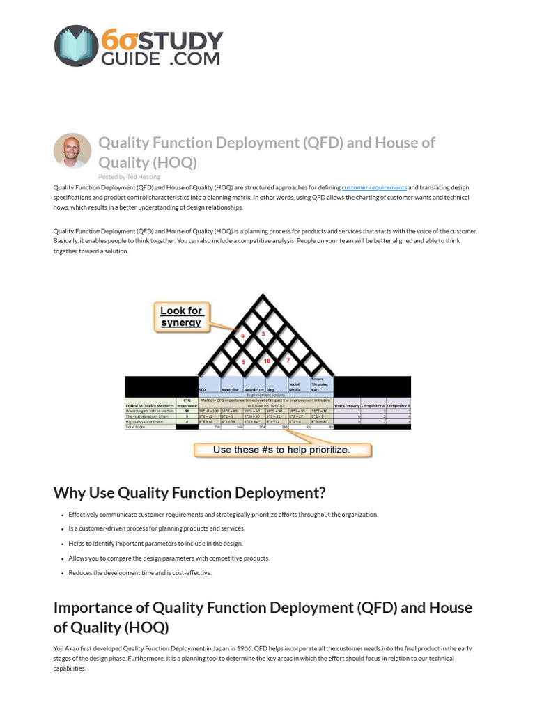 Quality Function Deployment (QFD) and House of Quality (HOQ) | PDF ...