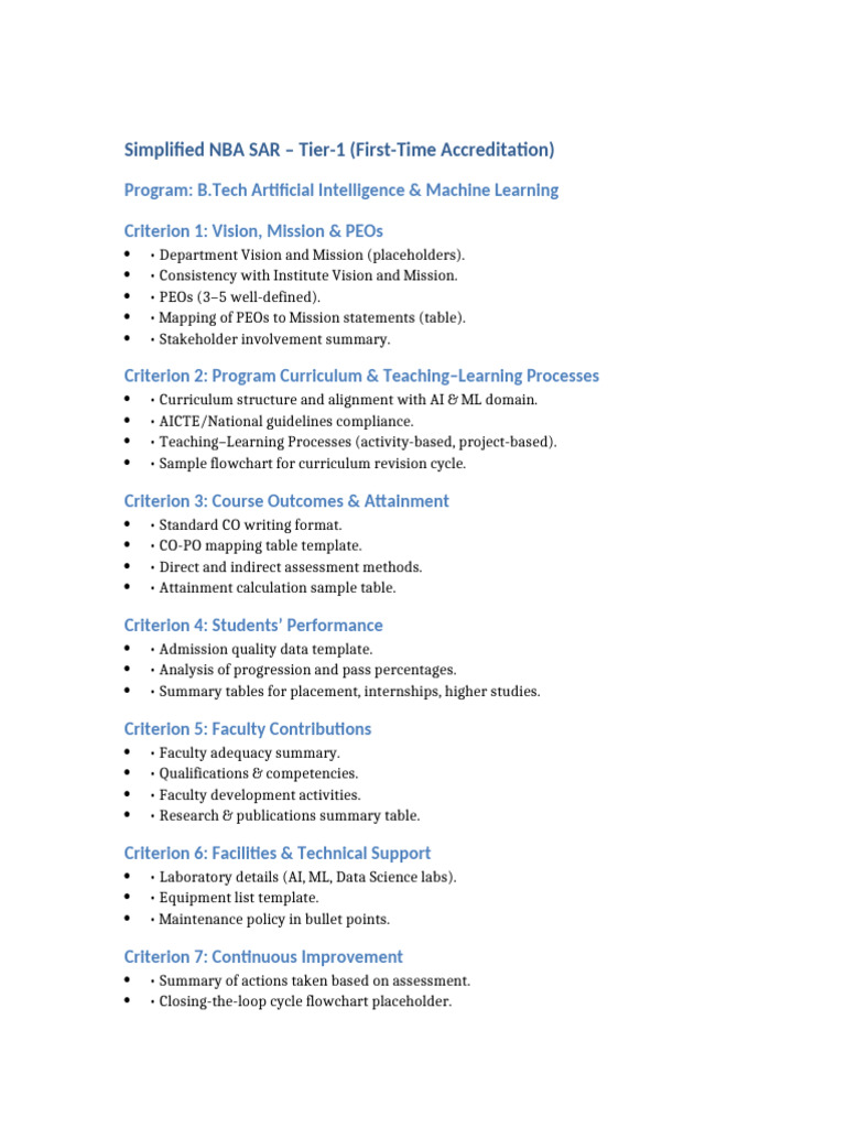 Simplified NBA SAR BTech AI ML Tier1 | PDF