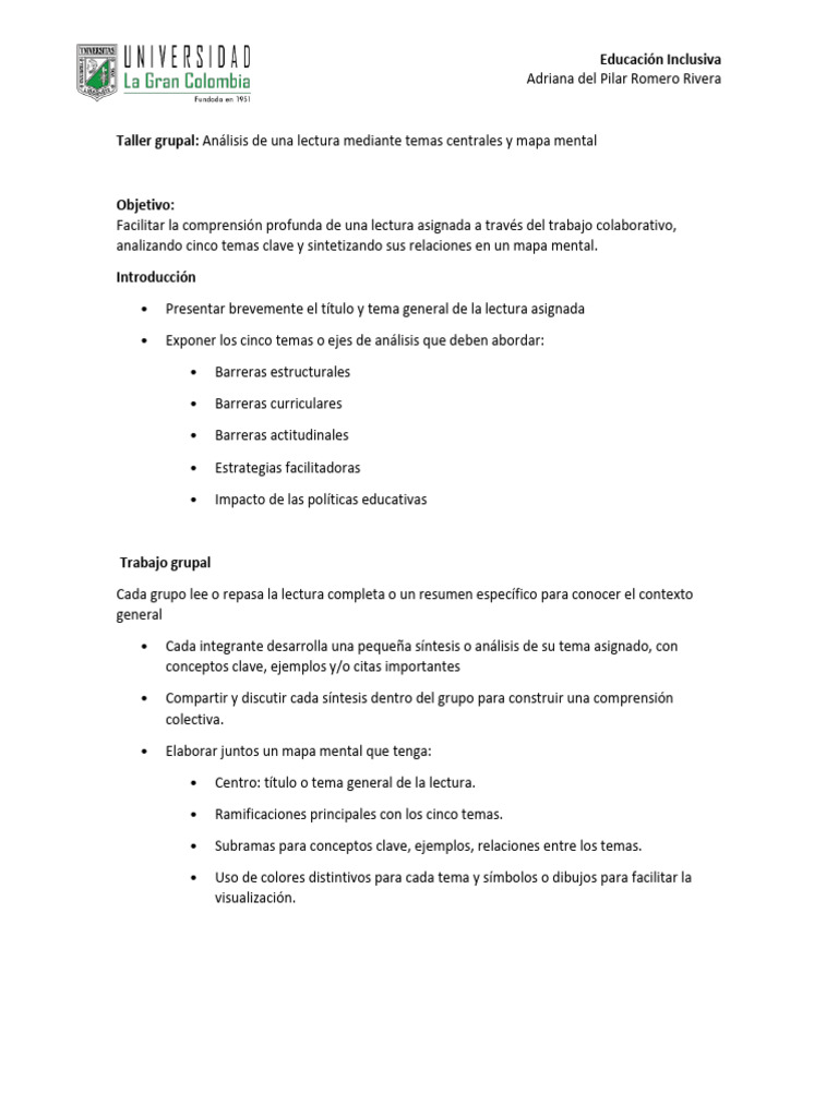 Taller Grupal Mapa Mental | PDF | Cognición | Aprendizaje