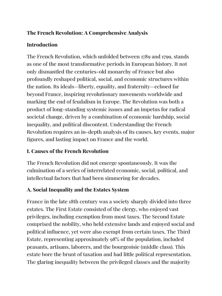 The French Revolution: A Comprehensive Analysis | PDF | French ...