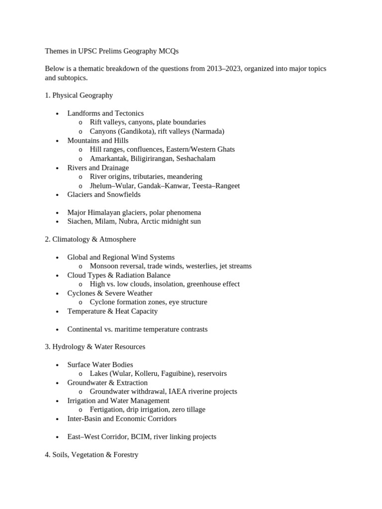 Themes in UPSC Prelims Geography MCQs | PDF | River | Groundwater