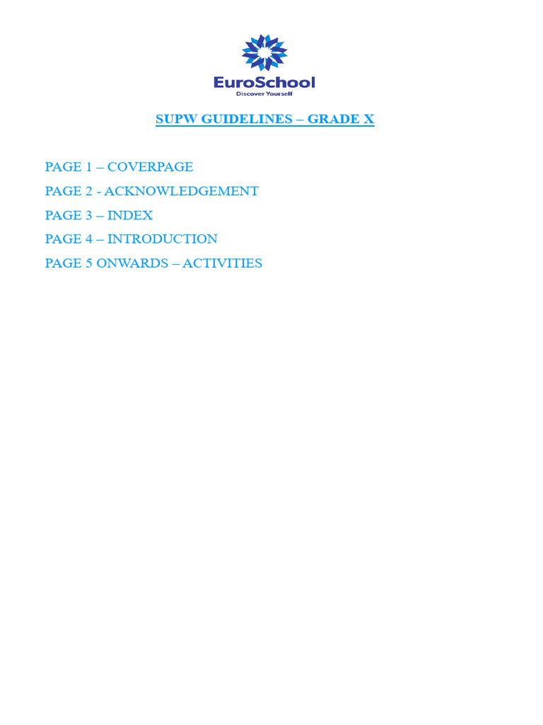SUPW Guidelines for Grade X Activities | PDF | Textiles | Creativity