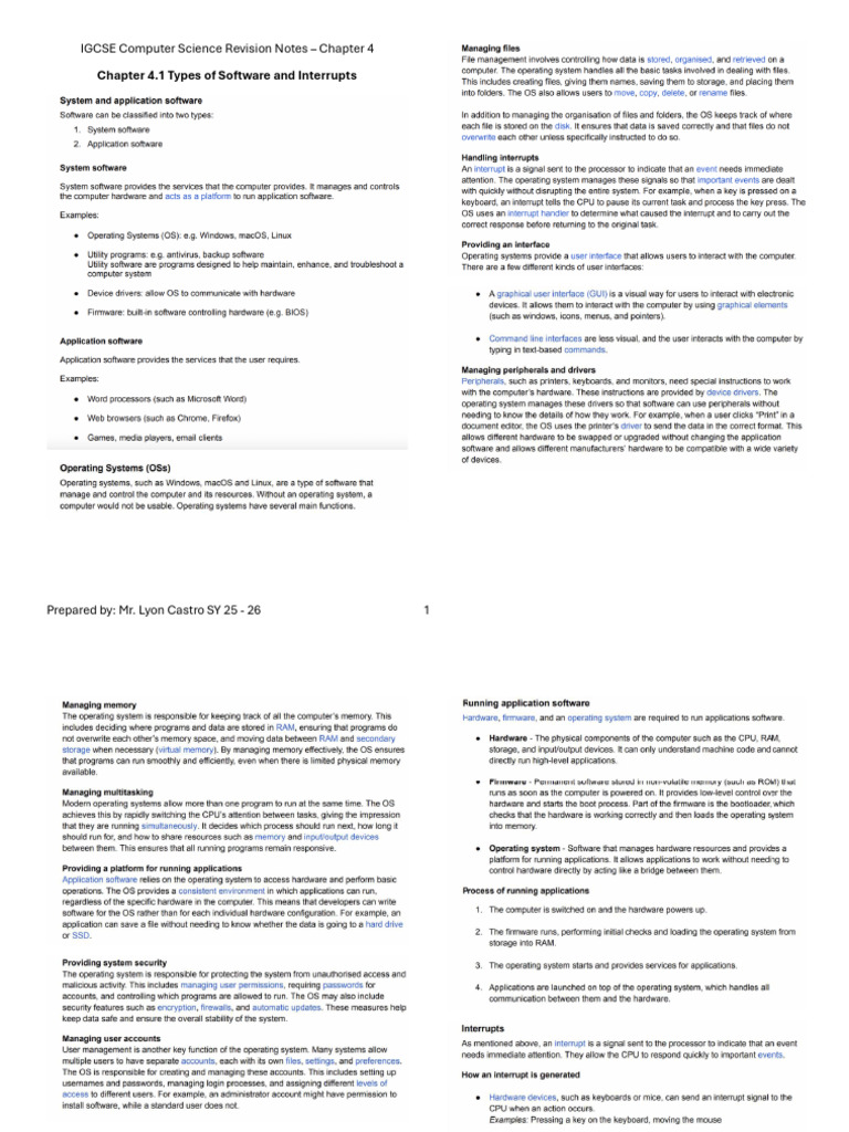 IGCSE CS Revision Notes - Questions - Ch4 | PDF