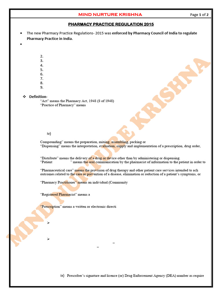 Pharmacy Practice Regulations 2015 Overview | PDF | Medical ...