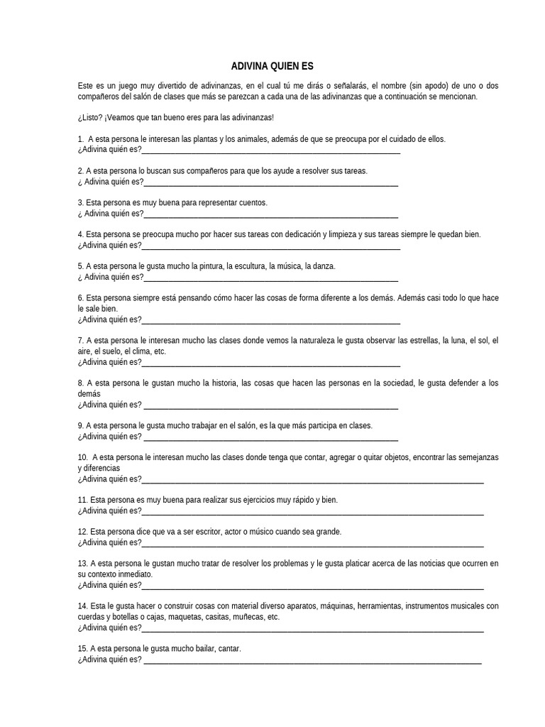 Adivina Quien Es | PDF