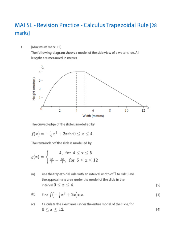 Calculus Trapezoidal Rule Practice | PDF | Area | Mathematical Analysis