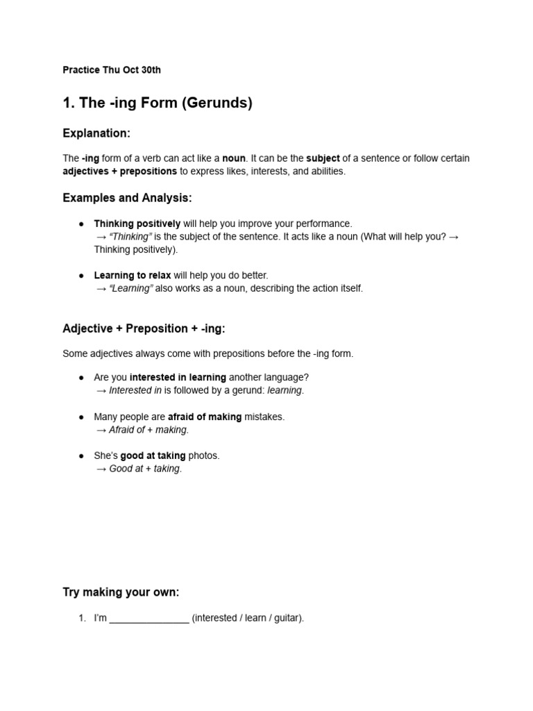 Practice Thursday Oct 30th | PDF | Adjective | Adverb