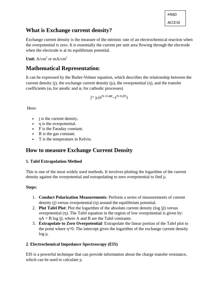 Understanding Exchange Current Density | PDF | Electrochemistry | Electrode