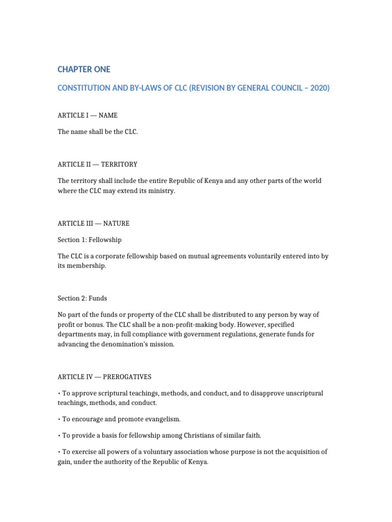 CLC Constitution and By-Laws 2020 | PDF | Salvation | Baptism