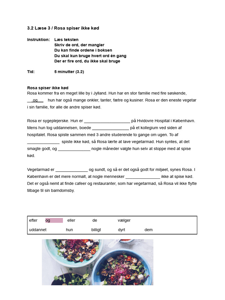 2.3 - 3.2 - Læs 3 - Rosa Spiser Ikke Kød | PDF