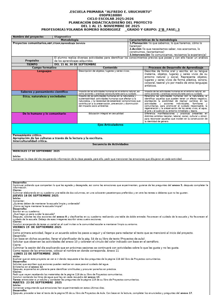 PLAN QUINCENAL YOLA | PDF | Sustracción | Aprendizaje