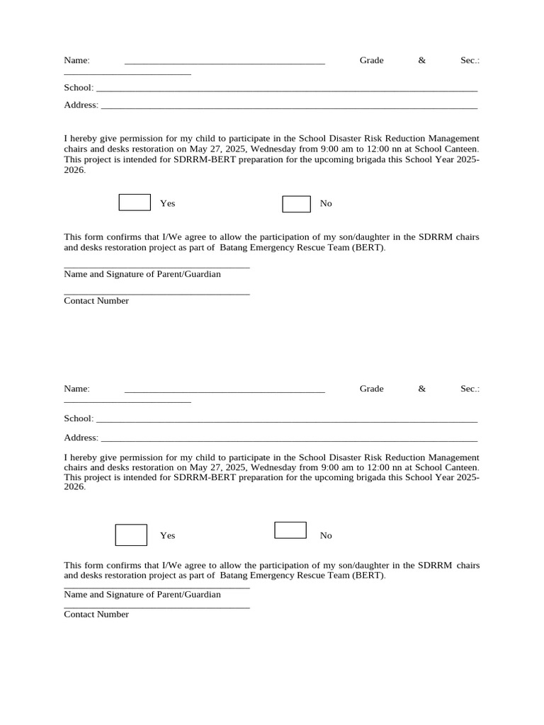 SDRRM Participation Consent Form | PDF
