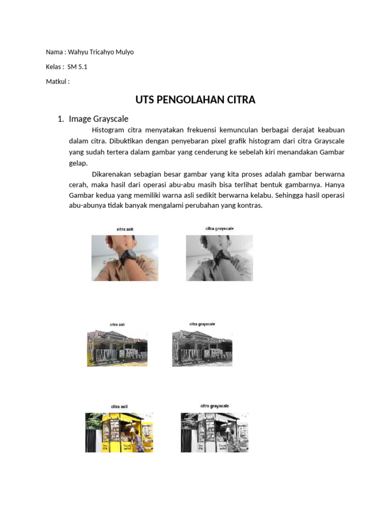 Teknik Pengolahan Citra Grayscale dan Kontras | PDF