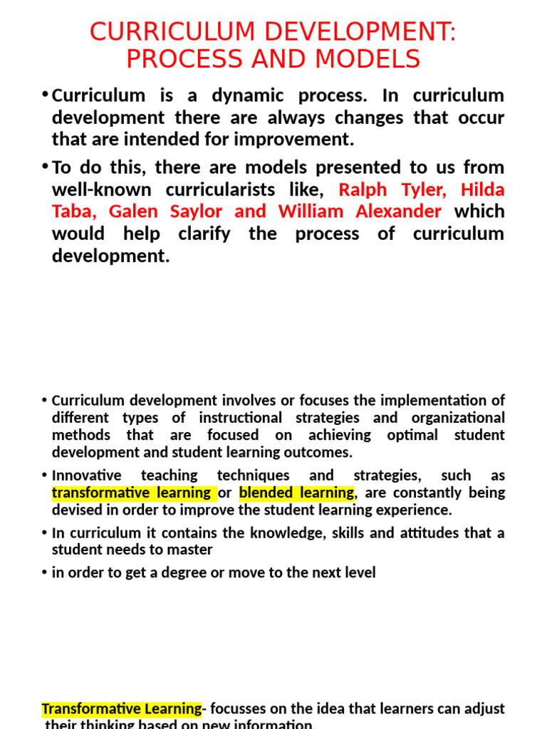 Curriculum Development Educ 107 | PDF | Curriculum | Learning