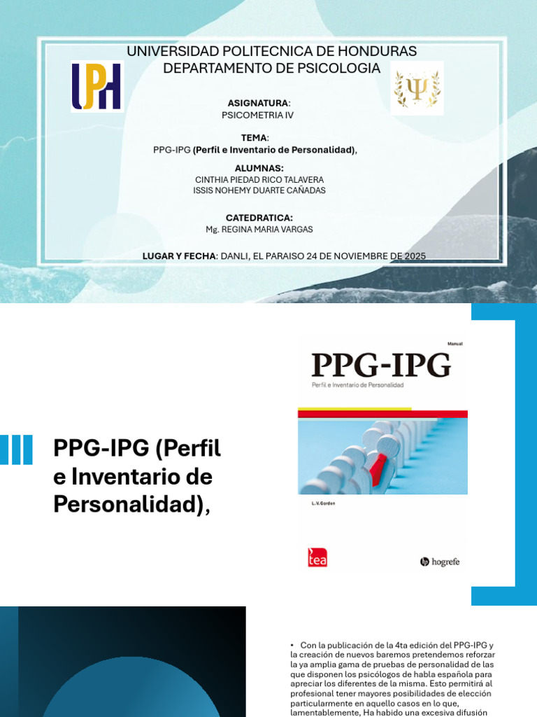 Expocicion Test, Ppg-Ipg | PDF | Sicología | Ciencias del comportamiento