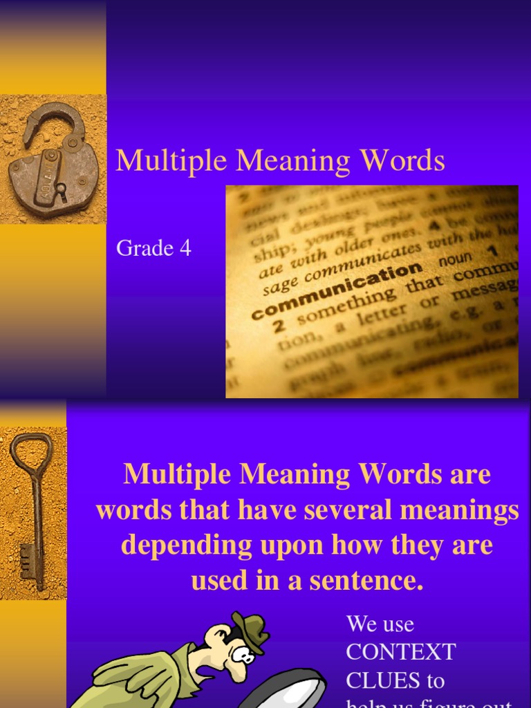 Multiple Meaning Words: Grade 4 | PDF