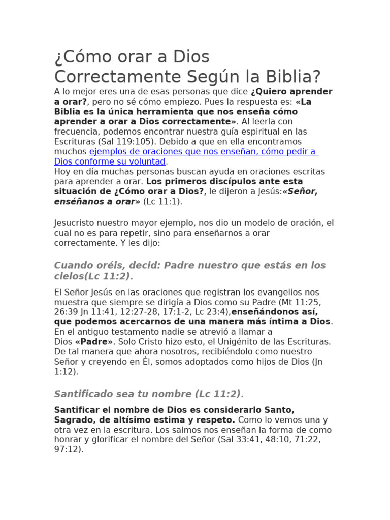 Cómo Orar a Dios Según la Biblia | PDF | Oración | Gratitud