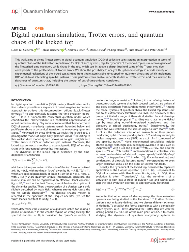 Digital Quantum Simulation, Trotter Errors, and Quantum Chaos of The ...