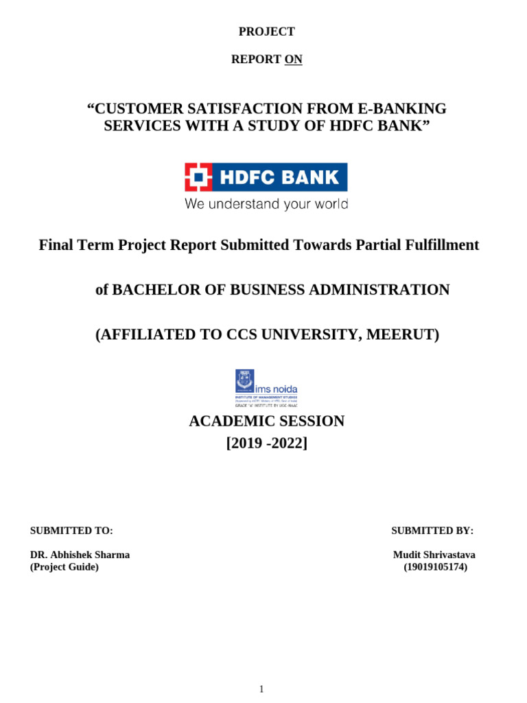 Mudit Shrivastava Final Semester Project | PDF | Online Banking | Banks ...