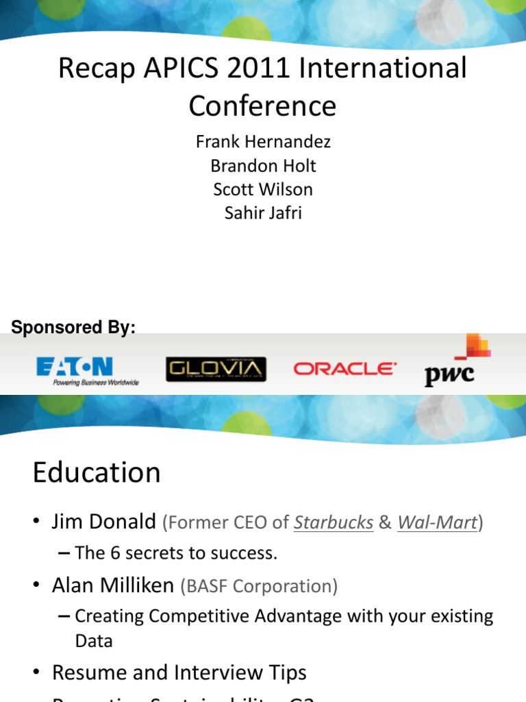 APICS Presentation and Questions 2011 | PDF | Inventory | Supply Chain