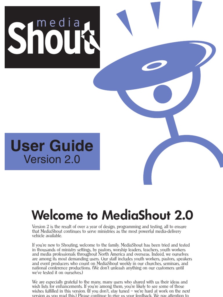 Media Shout 2.0 User Guide | PDF | Computer Monitor | Personal Computers