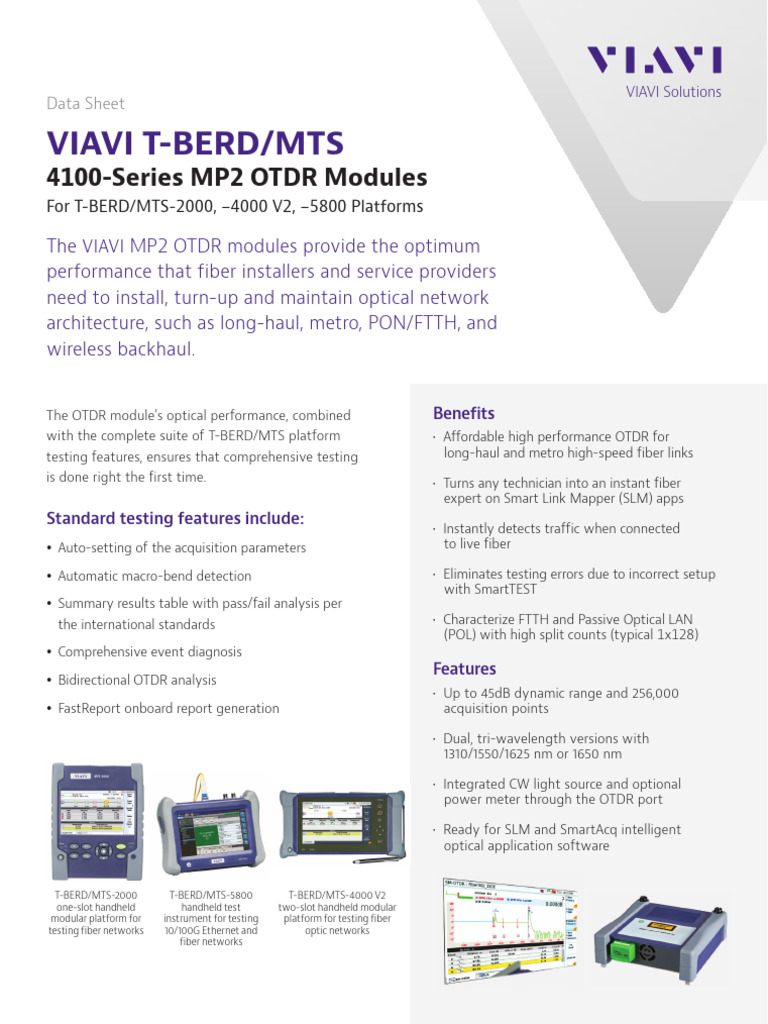 VIAVI MP2 OTDR Modules Overview | PDF | Fiber To The X | Optical Fiber