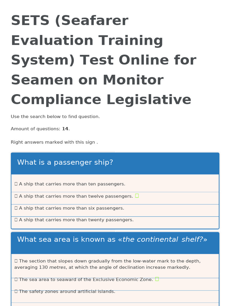 Online Test SETS For Monitor Compliance Legislative | PDF | Ships ...