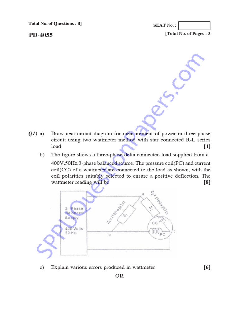 Be Electrical Engineering Semester 3 2025 May Electrical Measurement ...