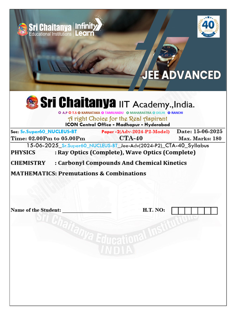 15 06 2025 Sr Super60 Nucleus Bt Jee Adv2024 p2 Cta 40 q Paper | PDF | Refractive Index | Refraction