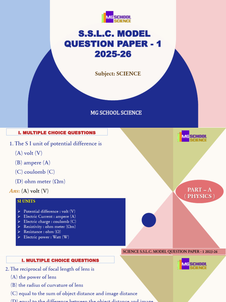 MQP - 1 Science (2025-26) Mgss | PDF | Electrical Conductor | Volt