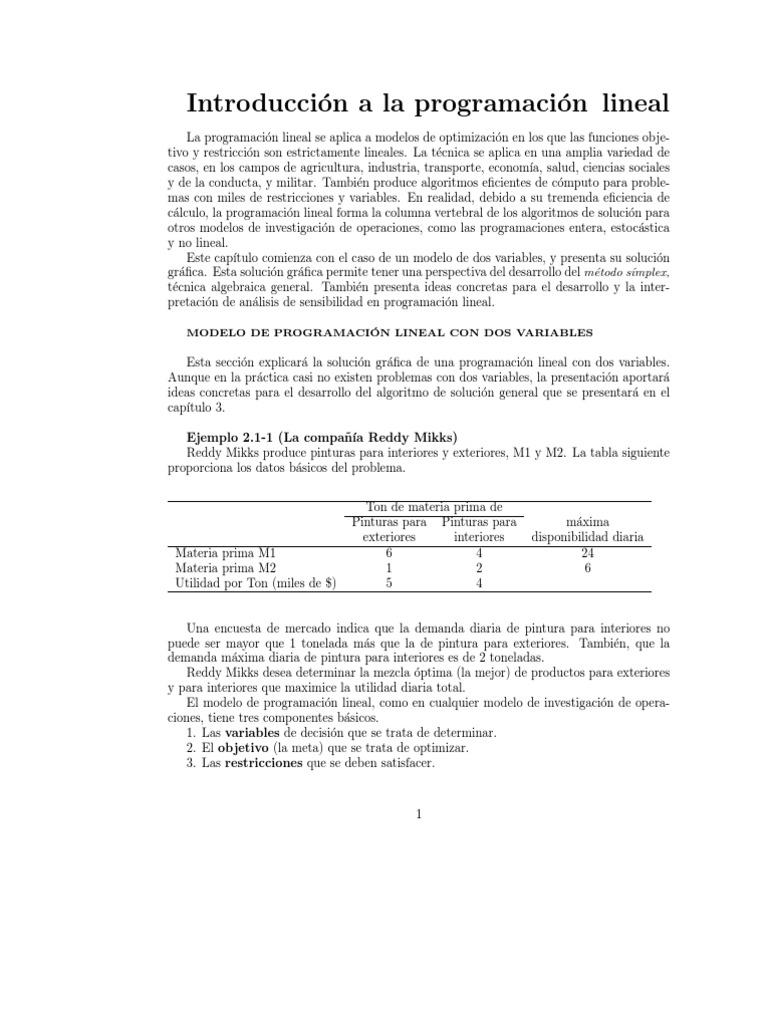Introduccion A La Programacion Lineal | PDF | Programación lineal ...