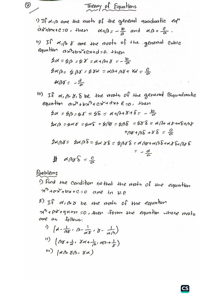 Theory of Equation, Part 01 | PDF