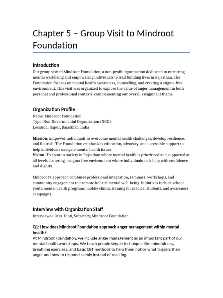 Chapter 5 Group Visit Mindroot Foundation | PDF | Anger | Mental Health