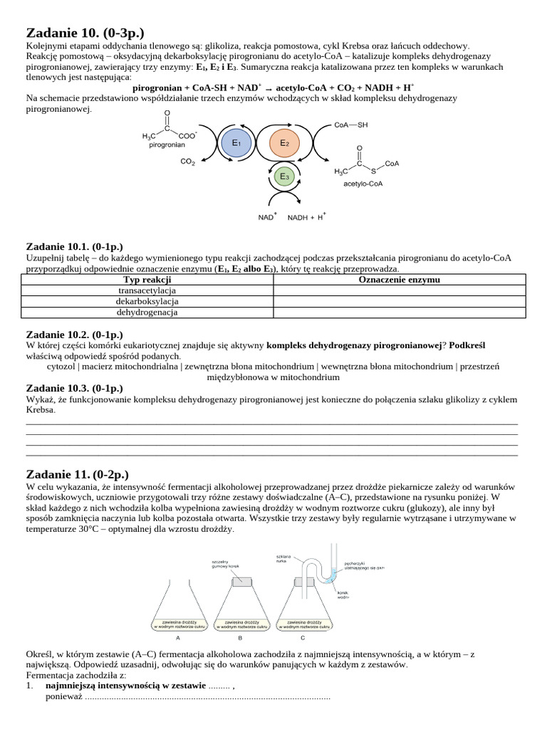 Oddychanie Komórkowe - Zadania | PDF