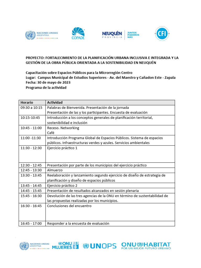 Programa de La Actividad - ZAPALA | PDF