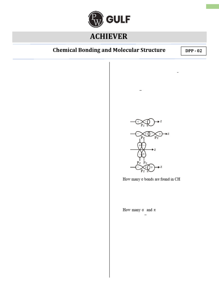 Chemical Bonding and Molecular Structure - DPP 02 (Of Lec 05) | PDF ...