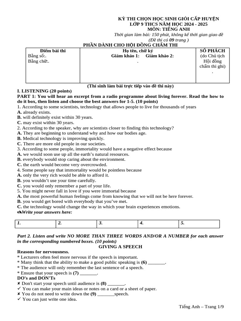 12. CK_HSG Anh 9 2024-2025 | PDF | Tide | Moon