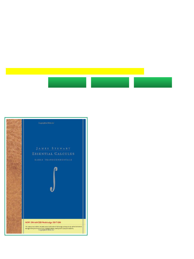 Essential Calculus Early Transcendentals Enhanced Edition with Enhanced WebAssign with eBook ...