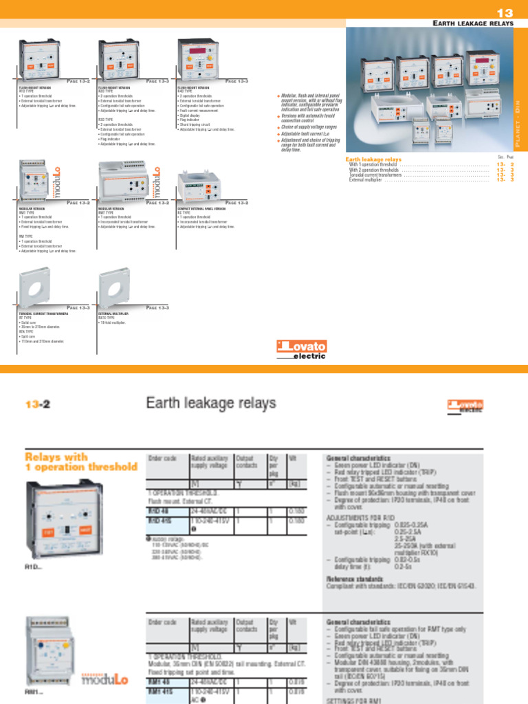 Earth Leakage Relays | PDF | Transformer | Relay