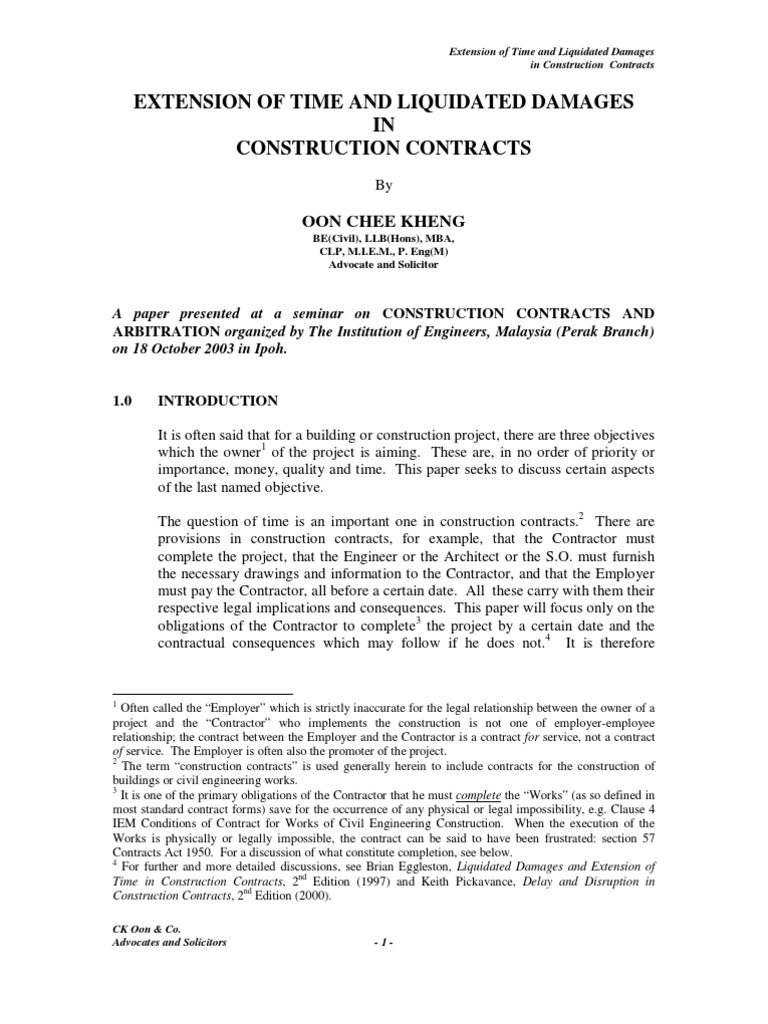 Extension of Time and Liquidated Damages | PDF | Liquidated Damages ...