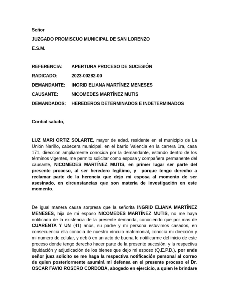 Oficio Nicomedes Sucesion | PDF